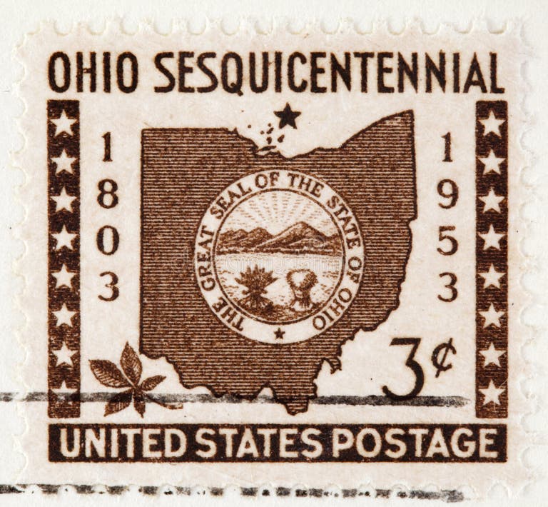 Ohio Postage Stamp 1953 editorial stock photo. Image of communication ...