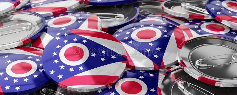 Ohio - Round Badges with State Flag Stock Illustration - Illustration ...