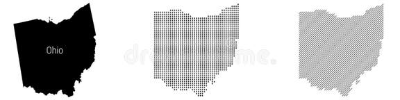Ohio Silhouette Map and Two Patterns of Dots and Slanted Lines. Flat ...