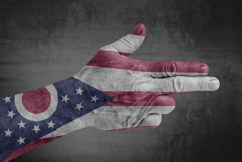 Ohio State Flag Painted on Male Hand Like a Gun Stock Image - Image of ...