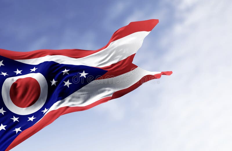 The Ohio State Flag Waving in the Wind on a Clear Day Stock ...
