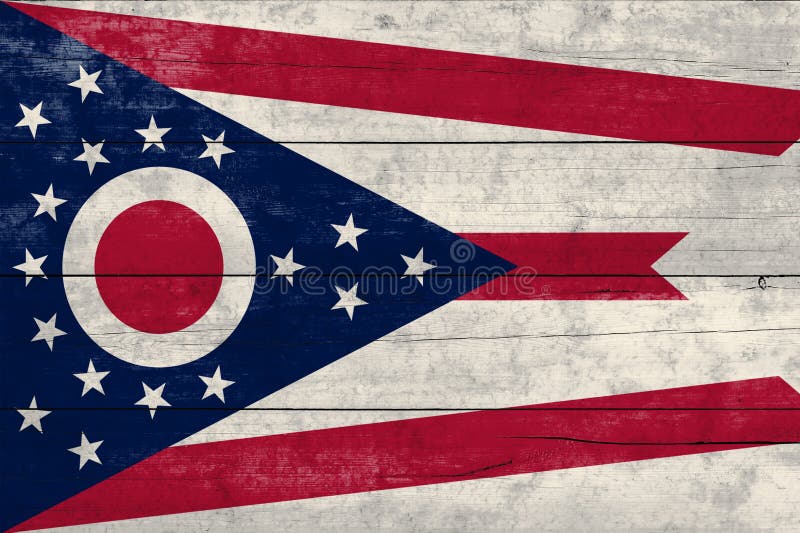 Ohio State Flag on a Wooden Surface. Banner of the Grunge Ohio State ...
