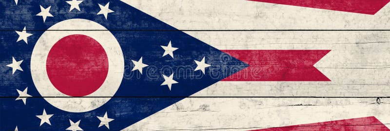 Ohio State Flag on a Wooden Surface. Banner of the Grunge Ohio State ...