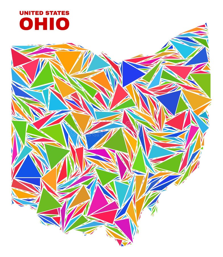 Ohio State Map - Mosaic of Color Triangles Stock Vector - Illustration ...