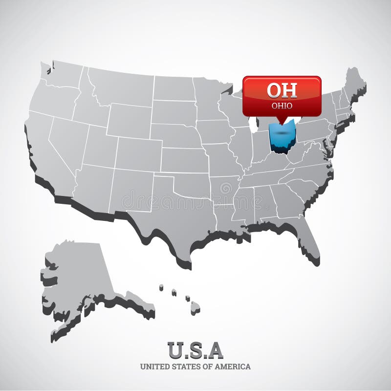 Ohio State on the Map of Usa. Vector Illustration Decorative Design ...
