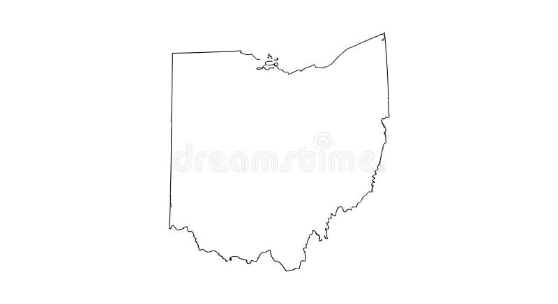 Ohio State Outline Map - Simple Black and White Vector Stock ...