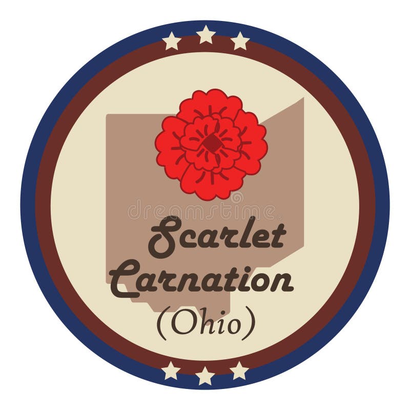 Ohio State with Scarlet Carnation Flower. Vector Illustration ...