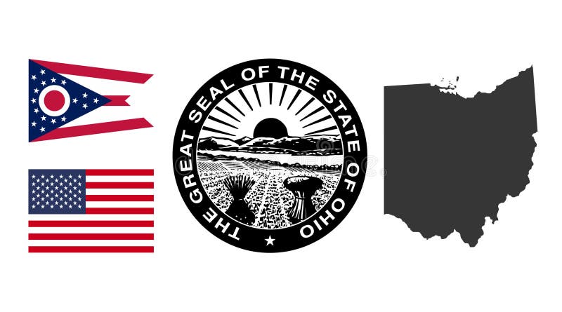 Ohio State of USA. Great Seal of Ohio. American Flag. Ohio Flag and ...