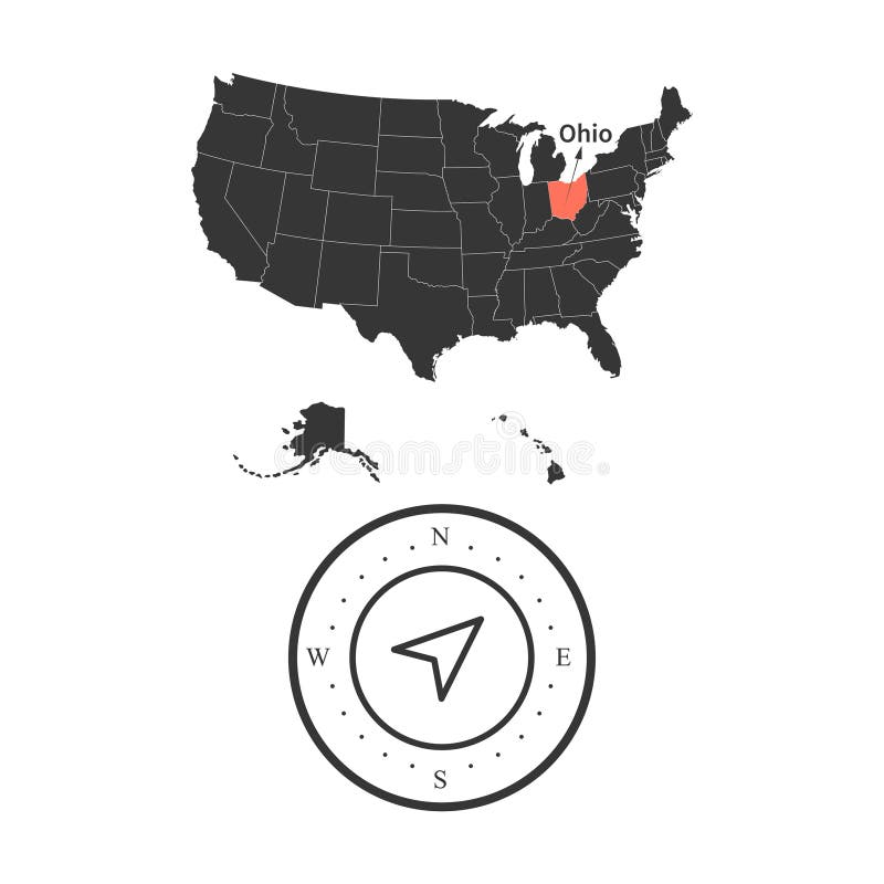 Ohio State of USA. Ohio Territory and Detailed Silhouette Stock Vector ...