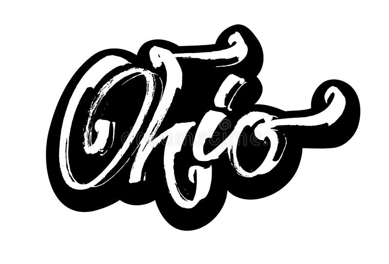 Ohio. Sticker. Modern Calligraphy Hand Lettering for Serigraphy Print ...