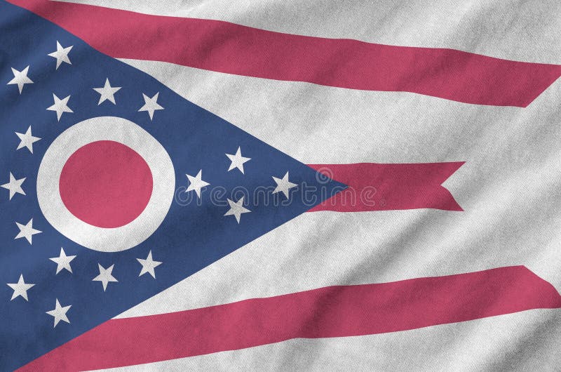Ohio US State Flag Depicted on Folded Wavy Fabric of Old Cloth Stock ... Ohio US State Flag Depicted on Folded Wavy Fabric of Old Cloth Stock ...