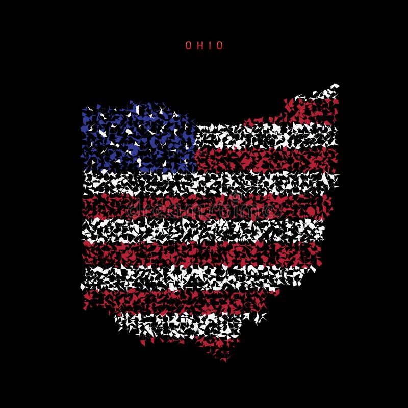 Ohio US State Flag Map, Chaotic Particles Pattern in the American Flag ...