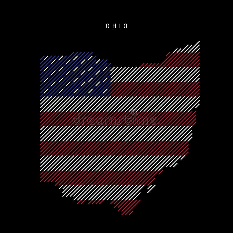 Ohio US State Hatched Silhouette Map of Slanted Lines Pattern. Flat ...
