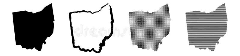 Ohio US State Map in Black Color and Outline Isolated on White ...