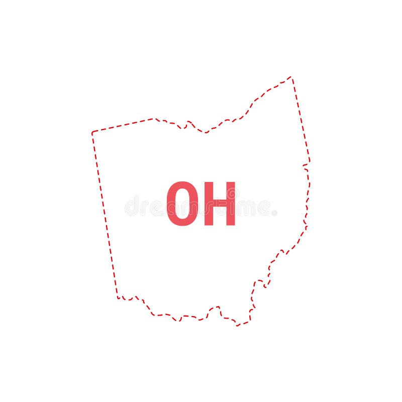 Ohio US State Map Red Outline Border. Vector Illustration. Two-letter ...