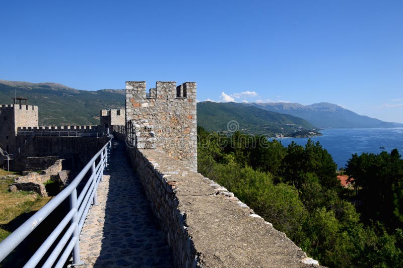 Ohrid Fortress Wall and Panorama Editorial Stock Photo - Image of ...