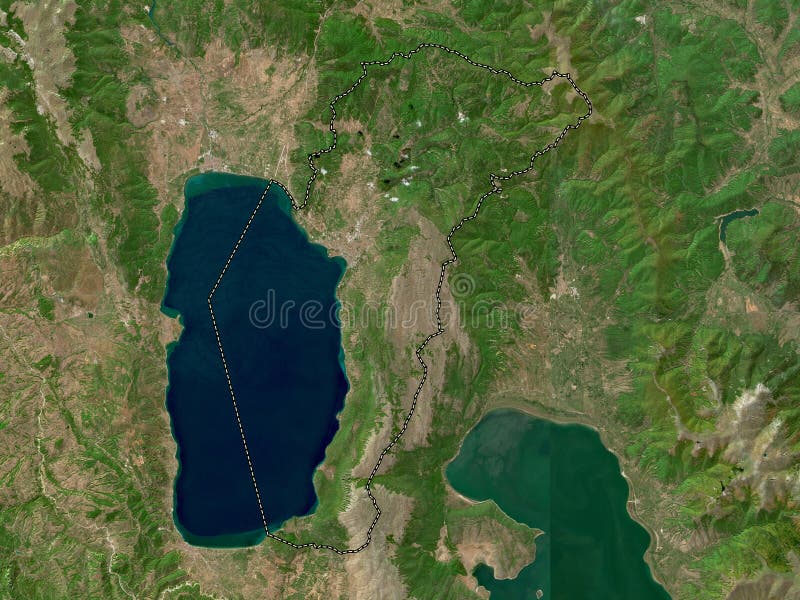 Ohrid, Macedonia. Low-res Satellite. No Legend Stock Image - Image of ...
