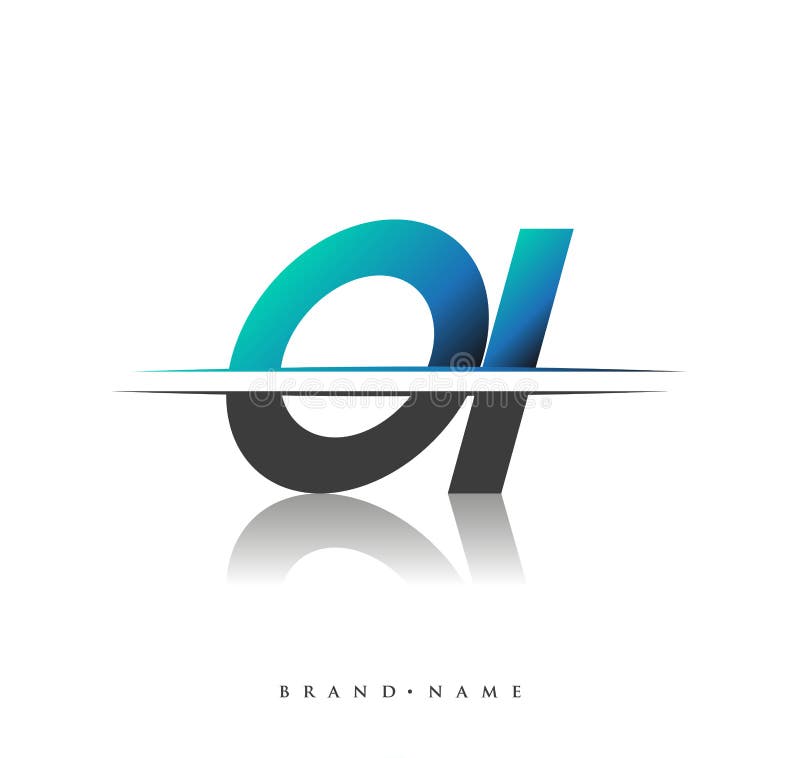 OI Initial Logo Company Name Colored Black and Blue, Simple and Modern ...