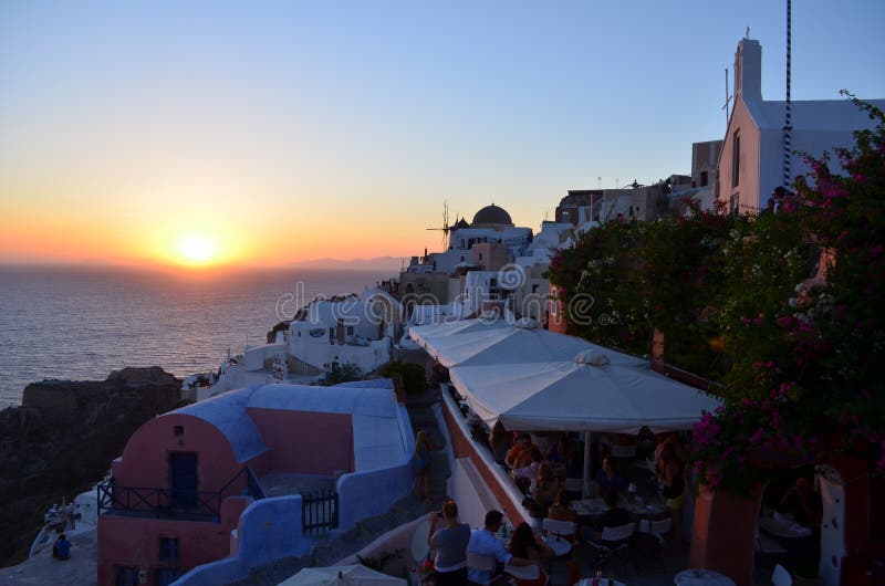 Oia Sunset editorial photo. Image of windmill, santorini - 37604621