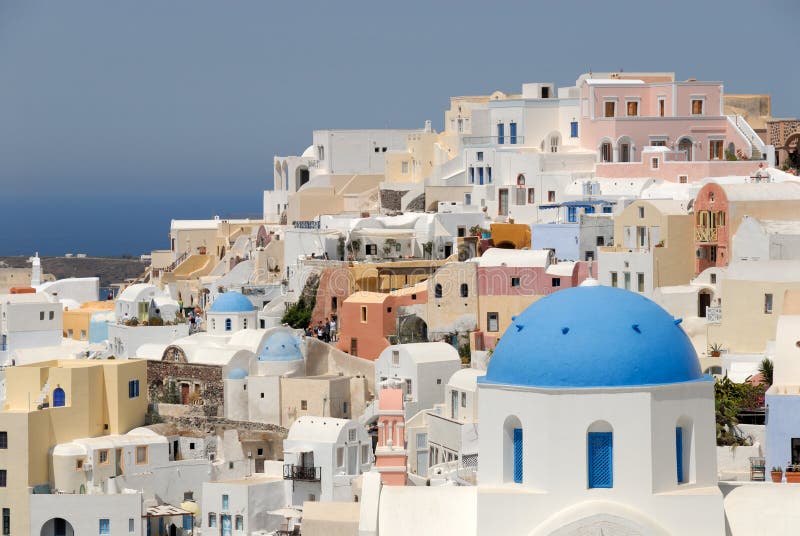 Oia, Town in Santorini, Greece Stock Image - Image of vacation, aerial ...
