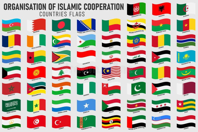 OIC Countries Flags Wave Flag Illustration Design Stock Vector ...