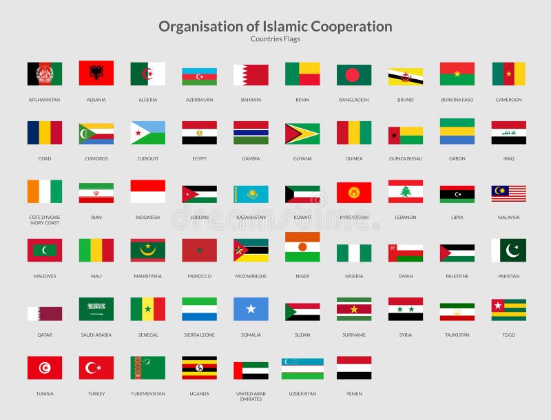 Organisation of Islamic Cooperation Countries Flag Icons Collection ...