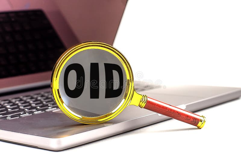 OID Word on Magnifier on Laptop , White Background Stock Photo - Image ...