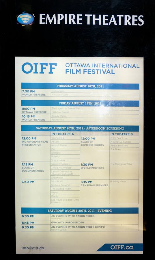 Oiff 2011 editorial stock photo. Image of canada, movie - 20846813