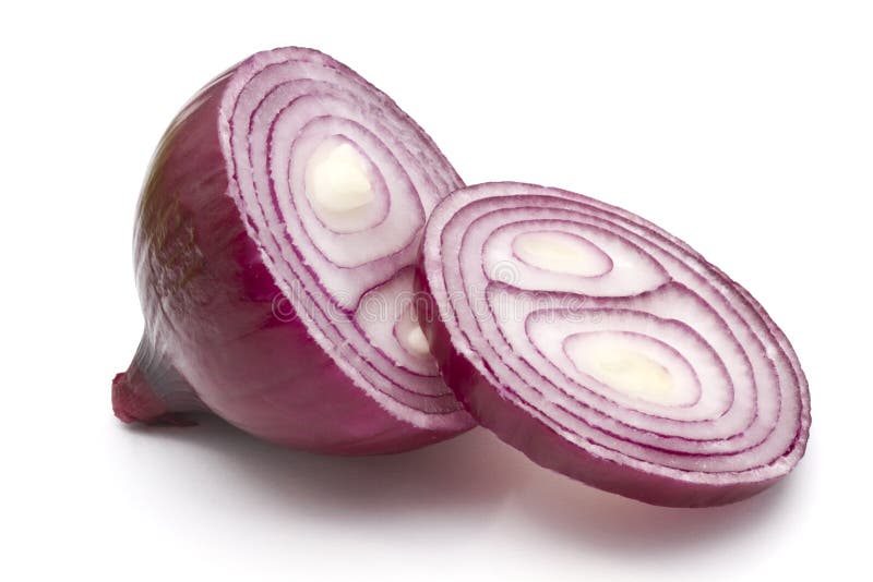 Oignon Rouge Coupé En Tranches Dans Un Bol En Bois Isolée Sur Le Fond ...