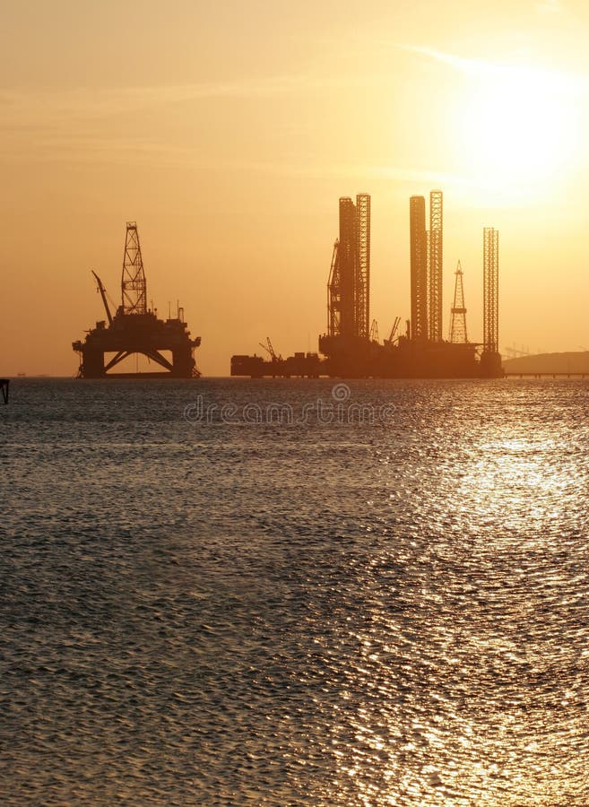 Oil rig in the Caspian Sea stock photo. Image of shallow - 2457728