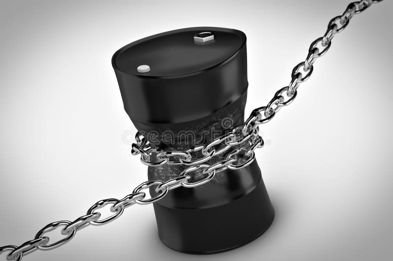 Oil barrel and a chain stock illustration. Illustration of limitation ...