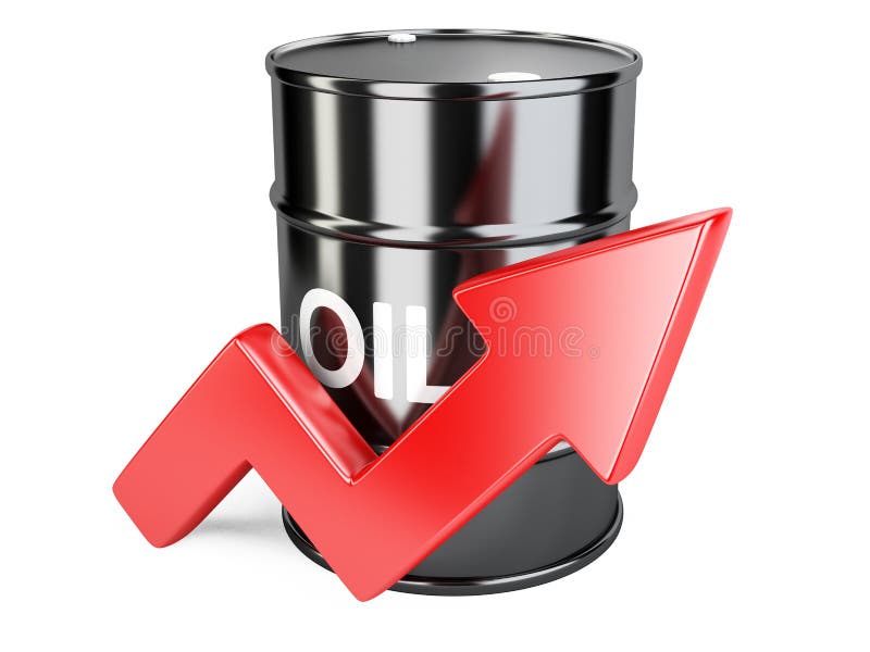 Oil Barrel Chart Graph with Red Arrow Up Stock Illustration ...