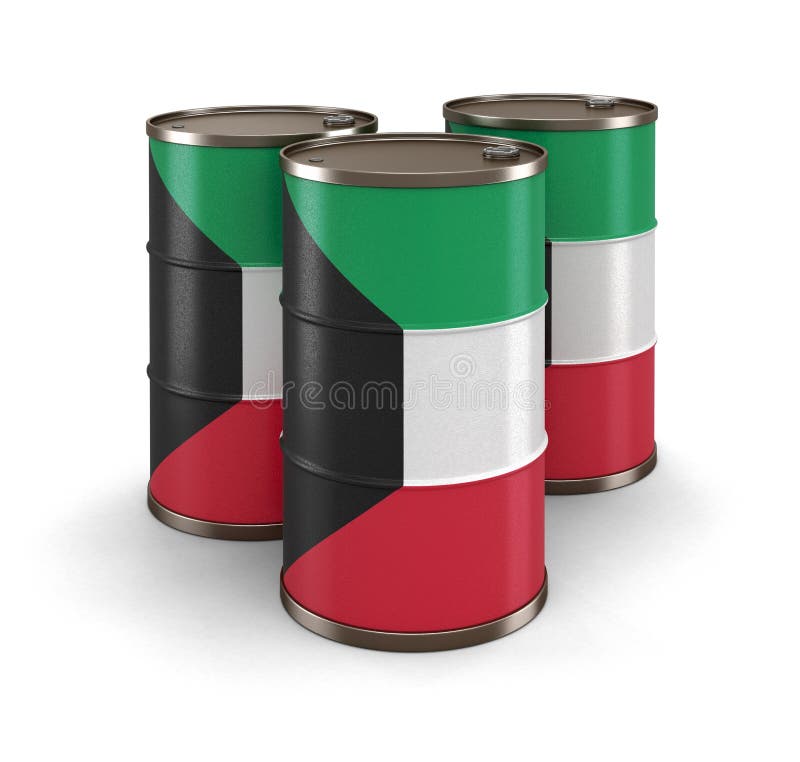 Oil barrel in kuwait flag stock illustration. Illustration of embargo ...