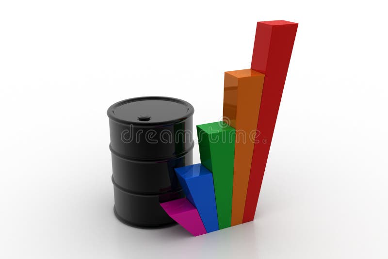 Oil Barrel with Growth Graph Stock Illustration - Illustration of fuel ...