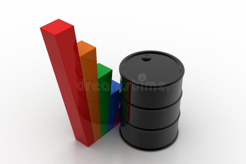 Oil Barrel with Growth Graph Stock Illustration - Illustration of ...