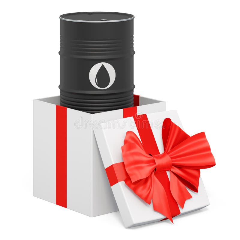 Oil Barrel Inside Gift Box, Gift Concept. 3D Rendering Stock ...