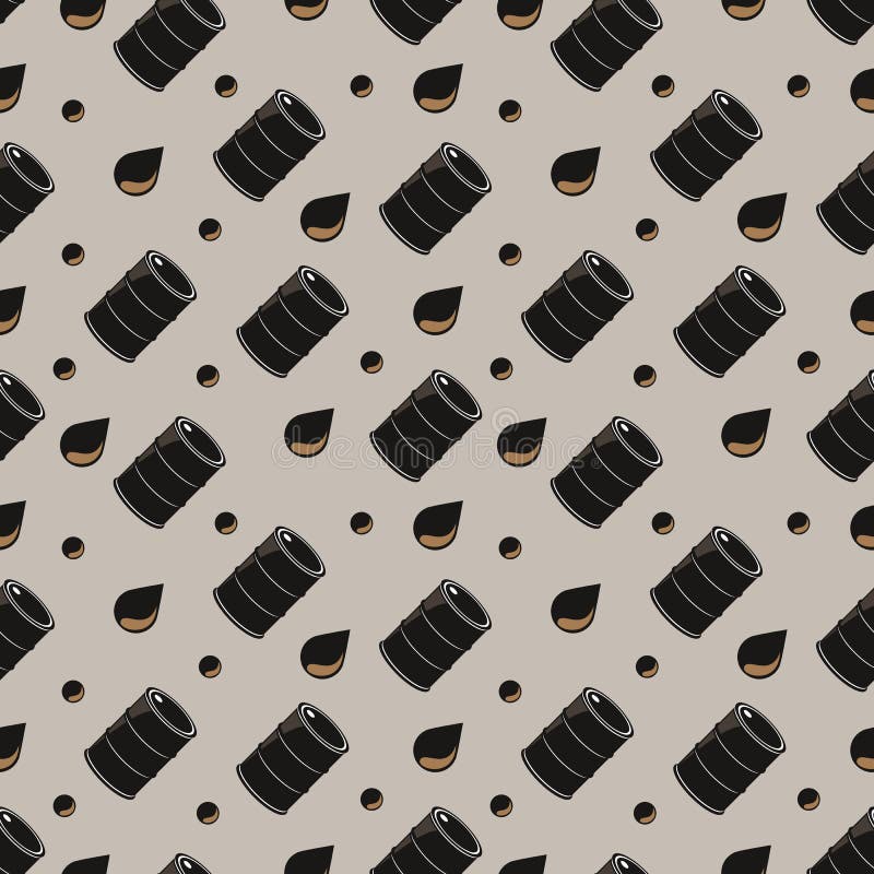 Oil Barrel and Oil Drop Seamless Pattern Stock Vector - Illustration of ...