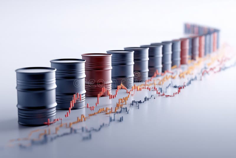 Oil Barrel Row Showing Price Trend Graph Visualization Stock ...