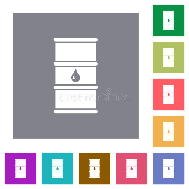 Oil Barrel Square Flat Icons Stock Vector - Illustration of fluid ...