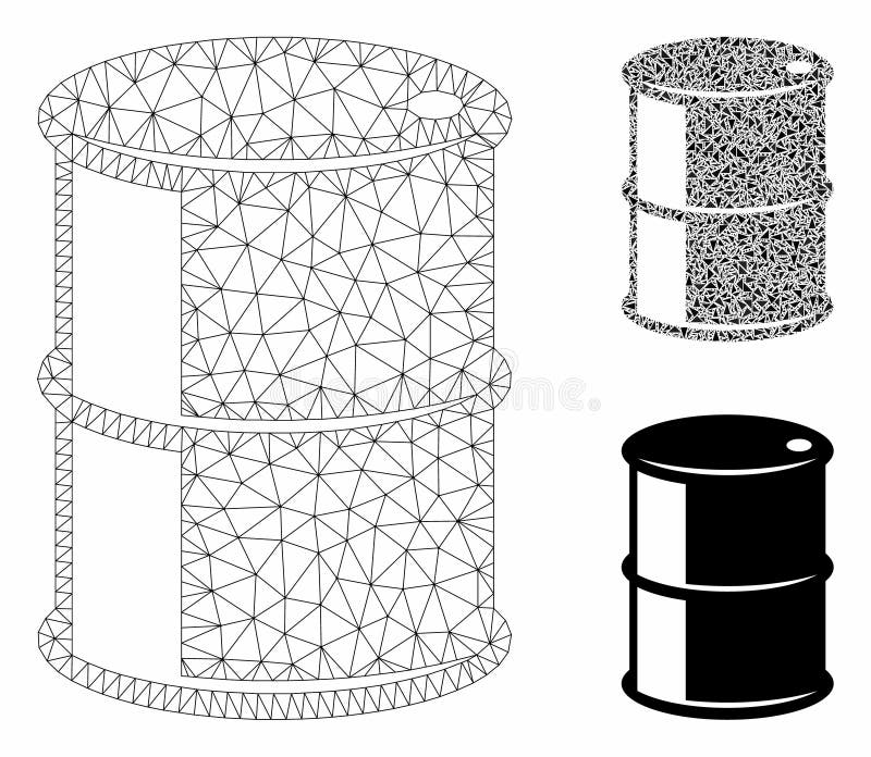 Oil Barrel Vector Mesh Wire Frame Model and Triangle Mosaic Icon Stock ...