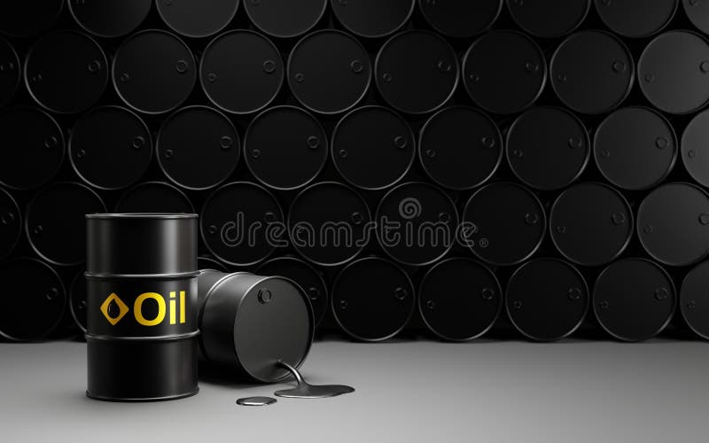 Oil Barrels or Crude Oil 3D Render Stock Illustration - Illustration of ...