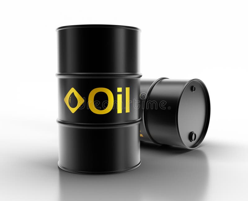 Oil Barrels or Crude Oil Isolated on White Background 3D Render Stock ...