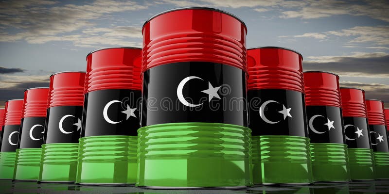 Oil Barrels with Flag of Libya Stock Illustration - Illustration of ...