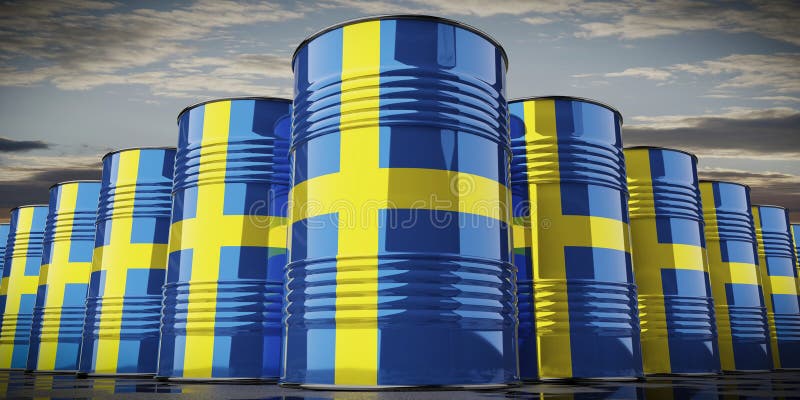 Oil Barrels with Flag of Sweden Stock Illustration - Illustration of ...