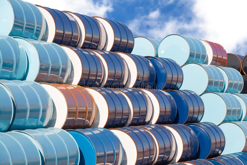 Oil Barrels at Oil Refinery Area Stock Photo - Image of barrels ...