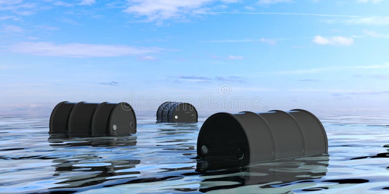 Oil Barrels in the Sea. 3d Illustration Stock Illustration ...