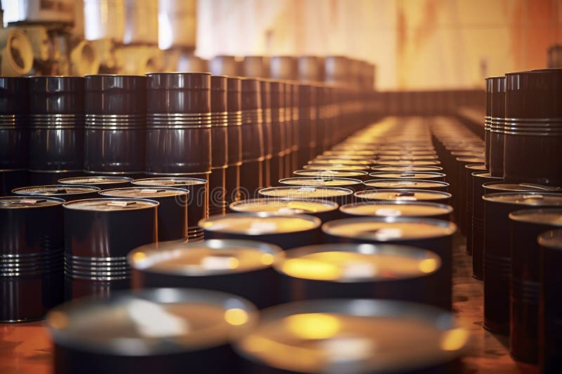 Oil Barrels Stored in a Warehouse. Ai Generated Stock Illustration ...