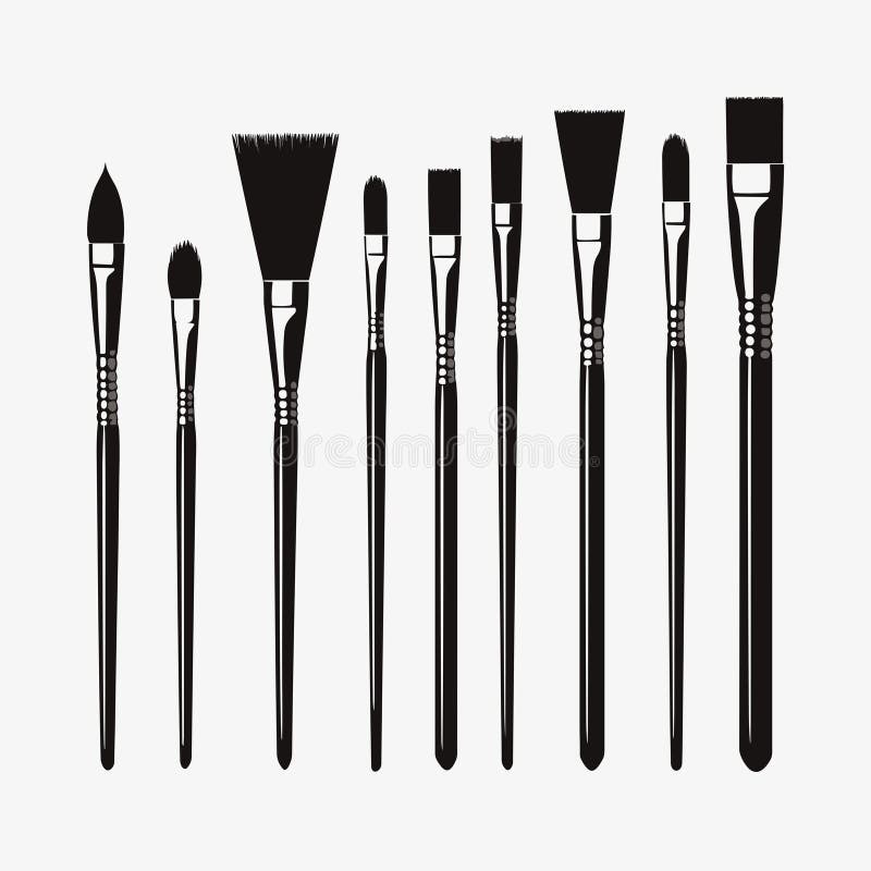 Oil Brushes Set Vector Flat Minimalistic Isolated Illustration Stock ...