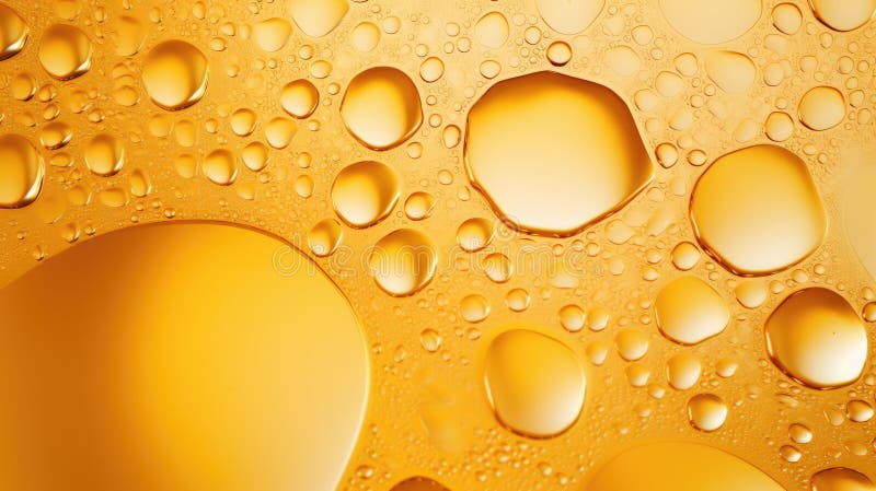 Oil Bubbles Background, Gold Liquid with Golden Drops Stock Illustration - Illustration of skin ...