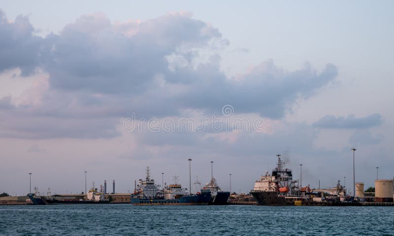 Cargo Ships Docked at Zayed Port, Abu Dhabi Editorial Photography ...